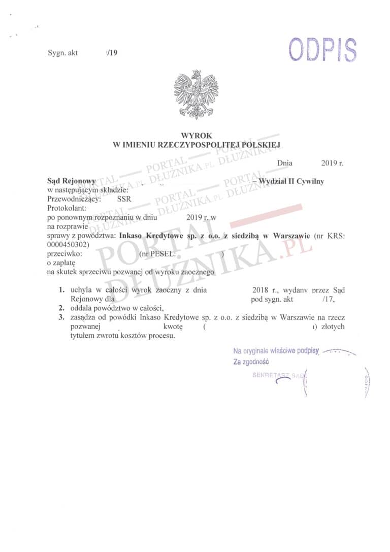 Sprzeciw od wyroku zaocznego i kolejna wygrana sprawa