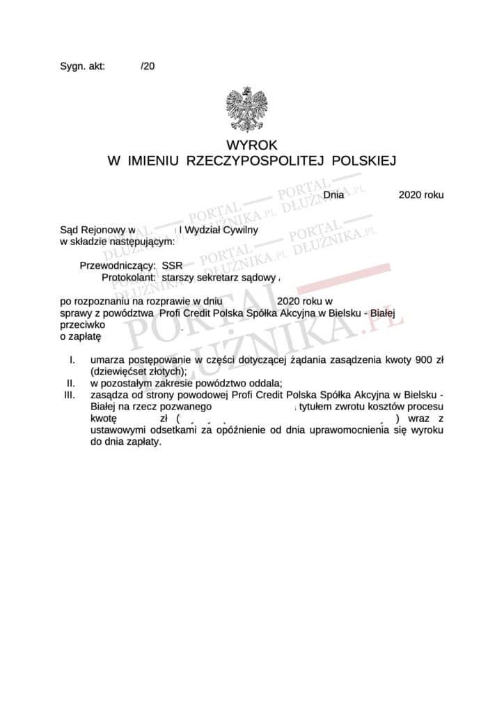 Oddalone pozwy Profi Credit Polska na kwotę 87.906,19 zł