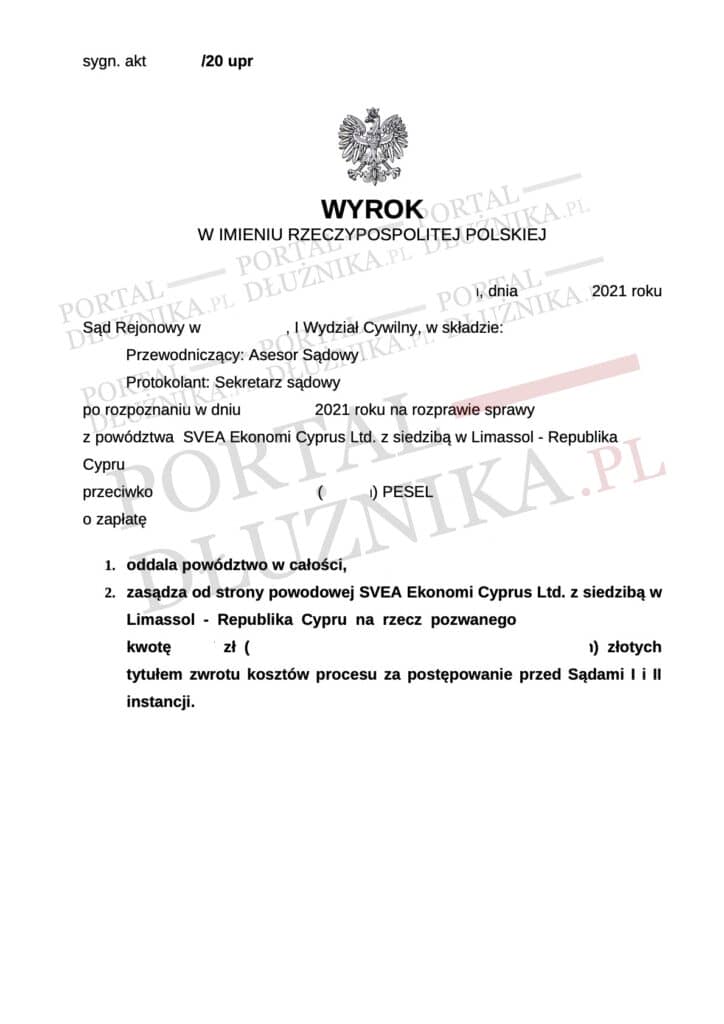 Pozwy Svea Ekonomi Cyprus - Kancelaria Oddłużeniowa